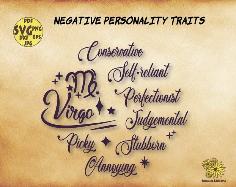 Virgo Svg File, Virgo Positive and Negative Personality Traits Svg File ...