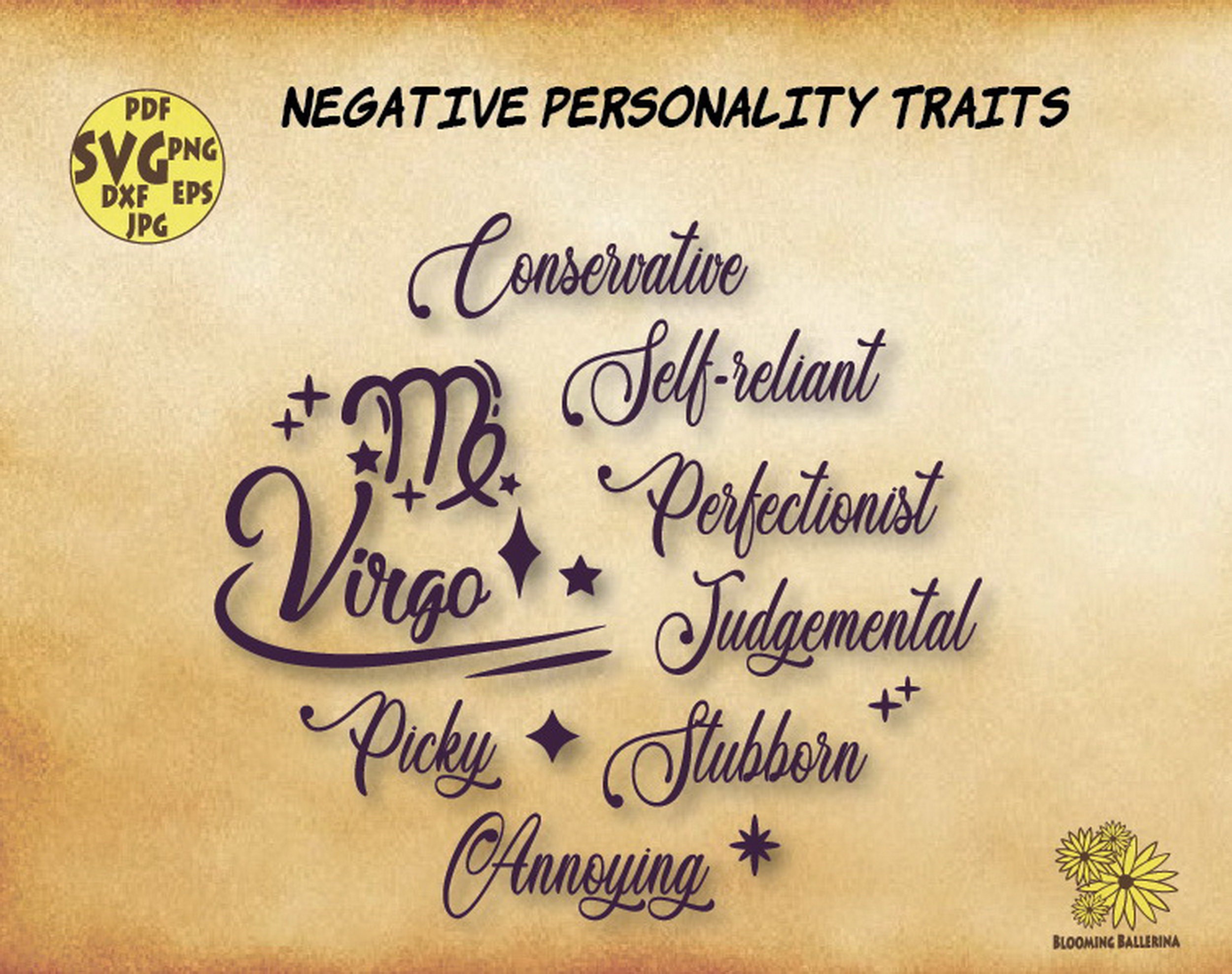Virgo Svg File Virgo Positive and Negative Personality Traits - Etsy