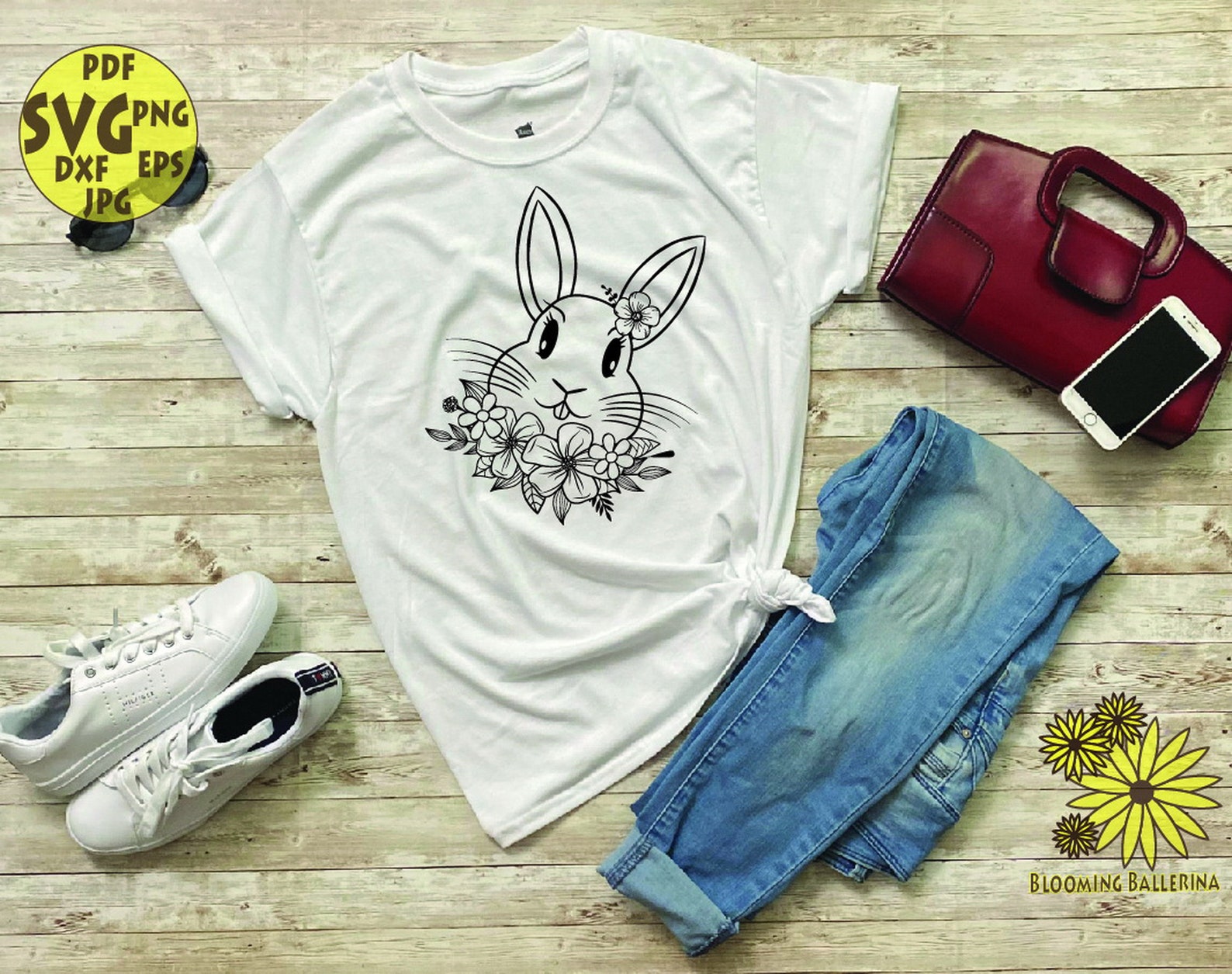 Flower Bunnies Svg Bunny Vector Floral Rabbit Svg Spring | Etsy