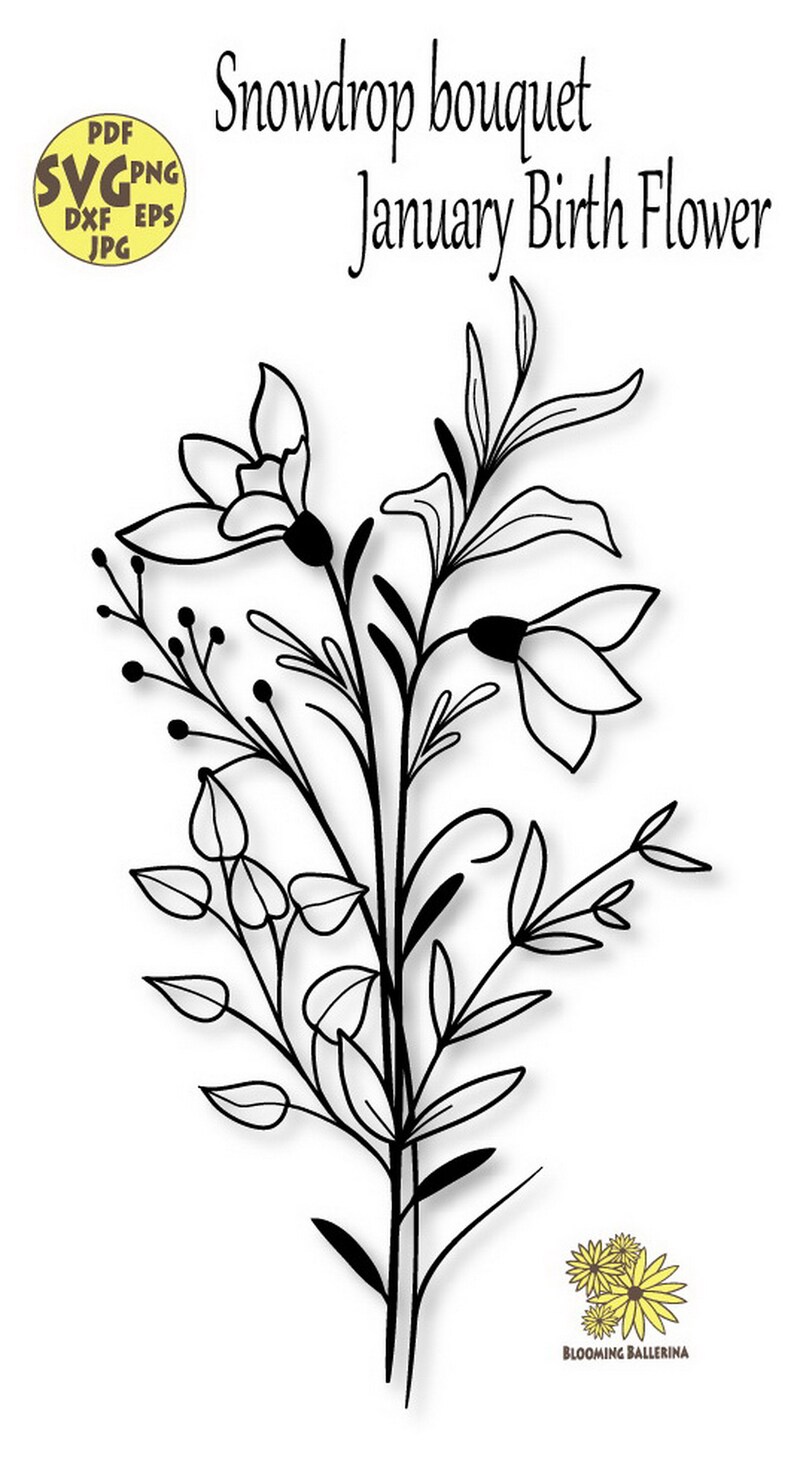 Snowdrop Birth Flower Bouquet Svg File January Birth Flower - Etsy