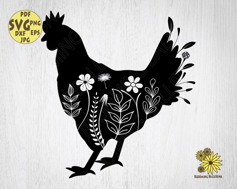 Floral Chicken SVG, Chicken Svg, Flower Chicken Svg, Chicken Download ...