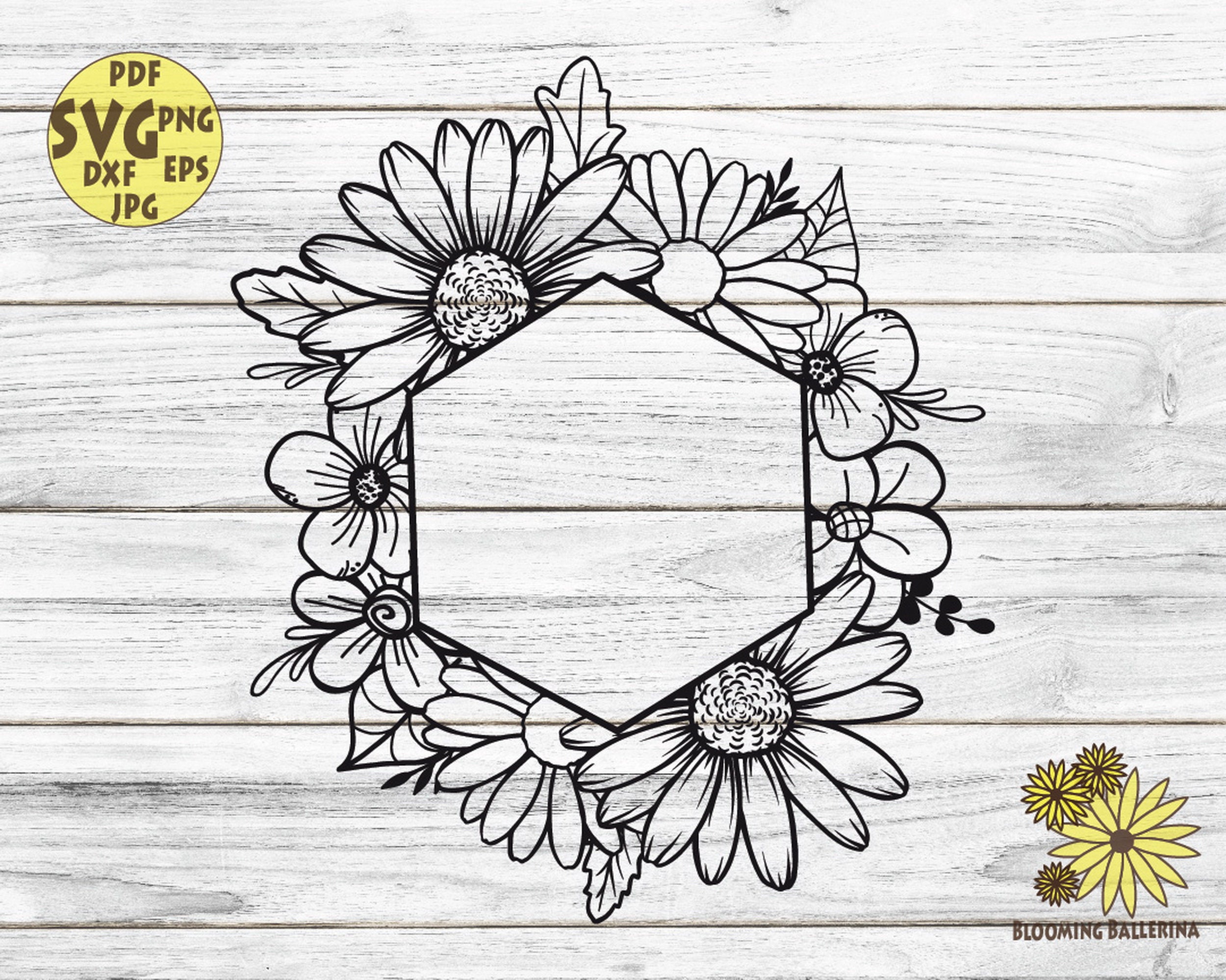 Floral Borders Svg Floral Svg Daisy Svg Monogram Frame Svg | Etsy Canada
