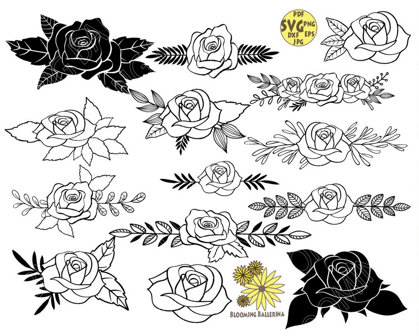 Mega Roses Bundle Svg File Mega Pack Collection Flower Bundle - Etsy