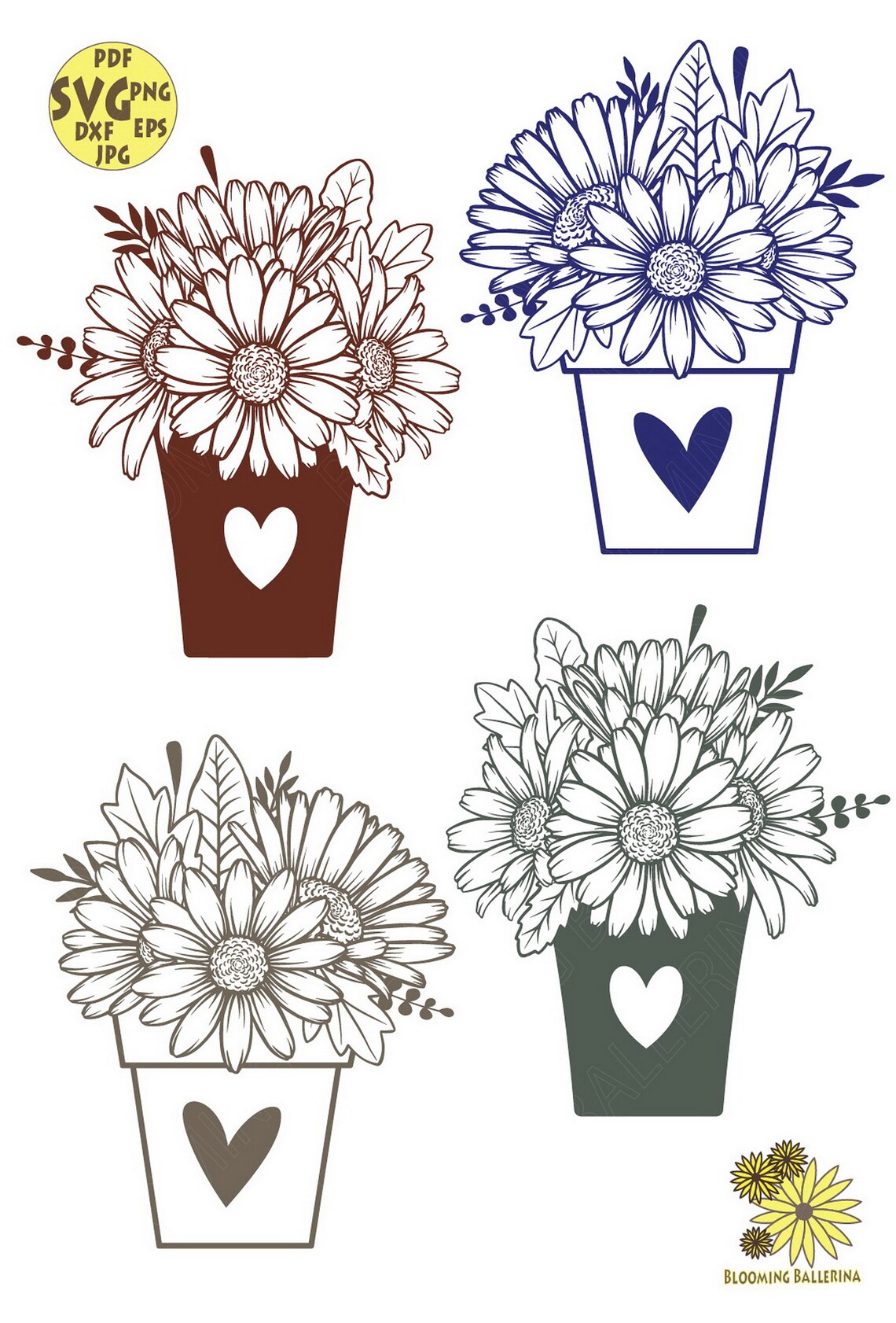 Flower Pot Svg Floral Svg Daisy Svg Plants Svg Bundle Svg - Etsy UK