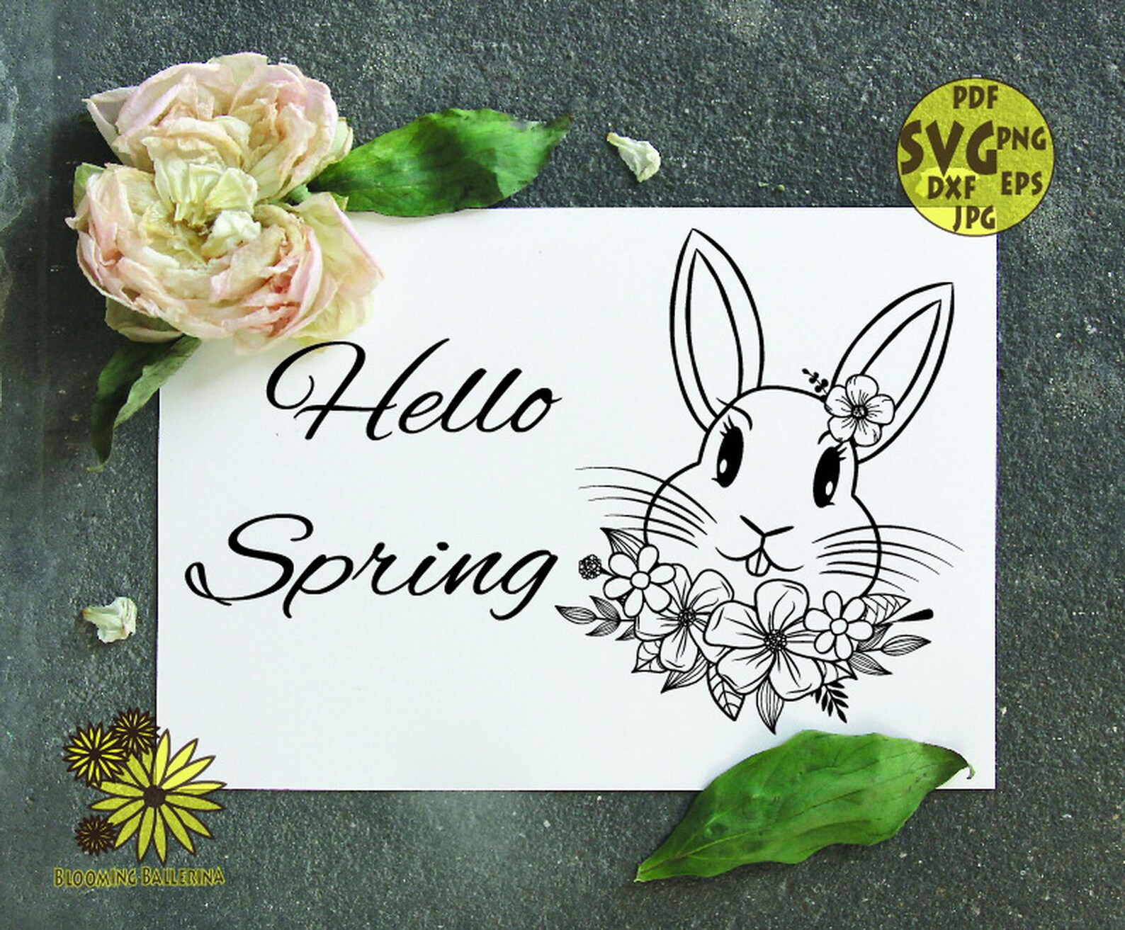 Flower Bunnies Svg Bunny Vector Floral Rabbit Svg Spring | Etsy