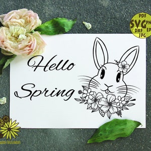 Flower Bunnies Svg, Bunny Vector, Floral Rabbit Svg, Spring Svg ...