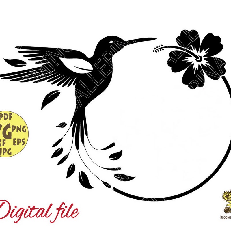 Hummingbird and Flower Svg - Etsy