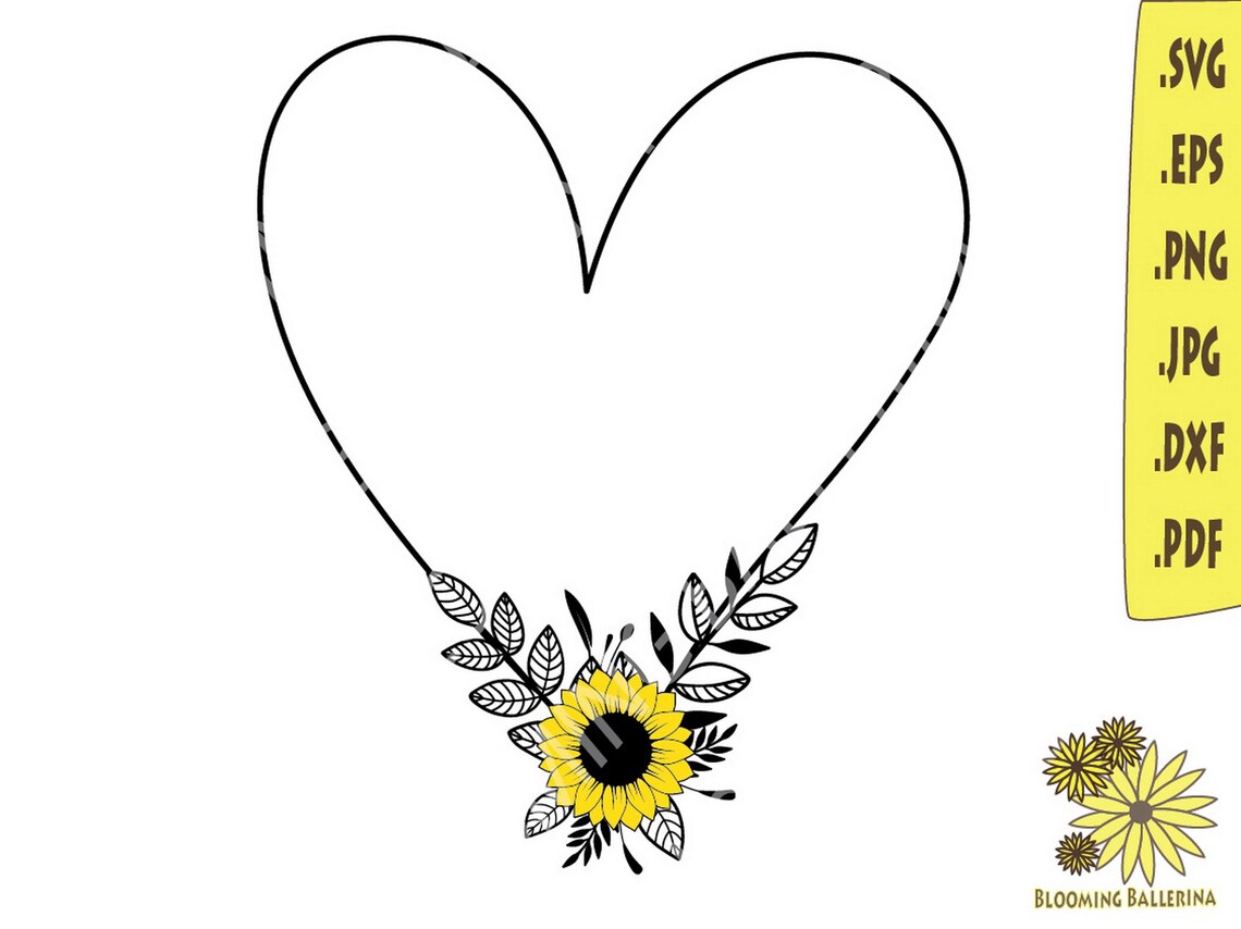 Heart Frame Svg Frames Svg Sunflower Svg Monogram Frame - Etsy