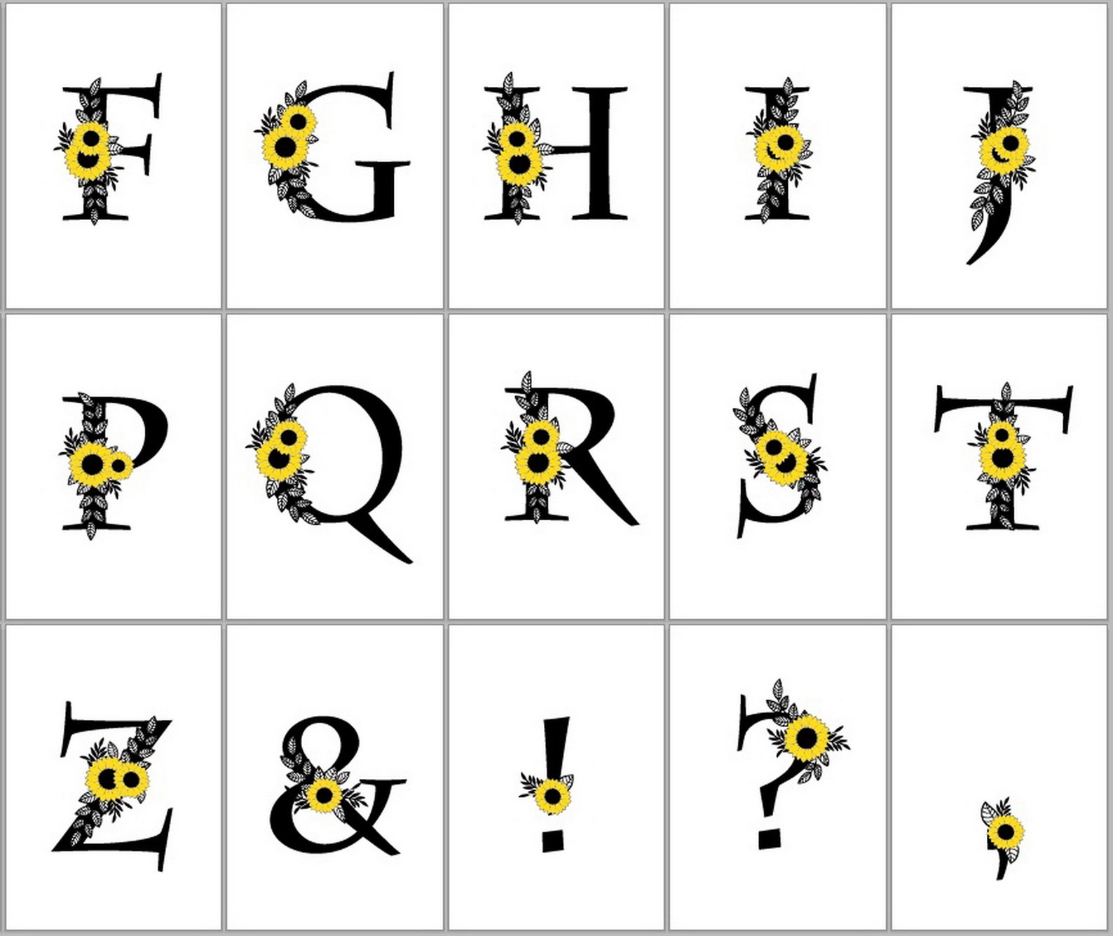 30 Sunflower Monogram Letters SVG Floral Alphabet Svg Flower - Etsy