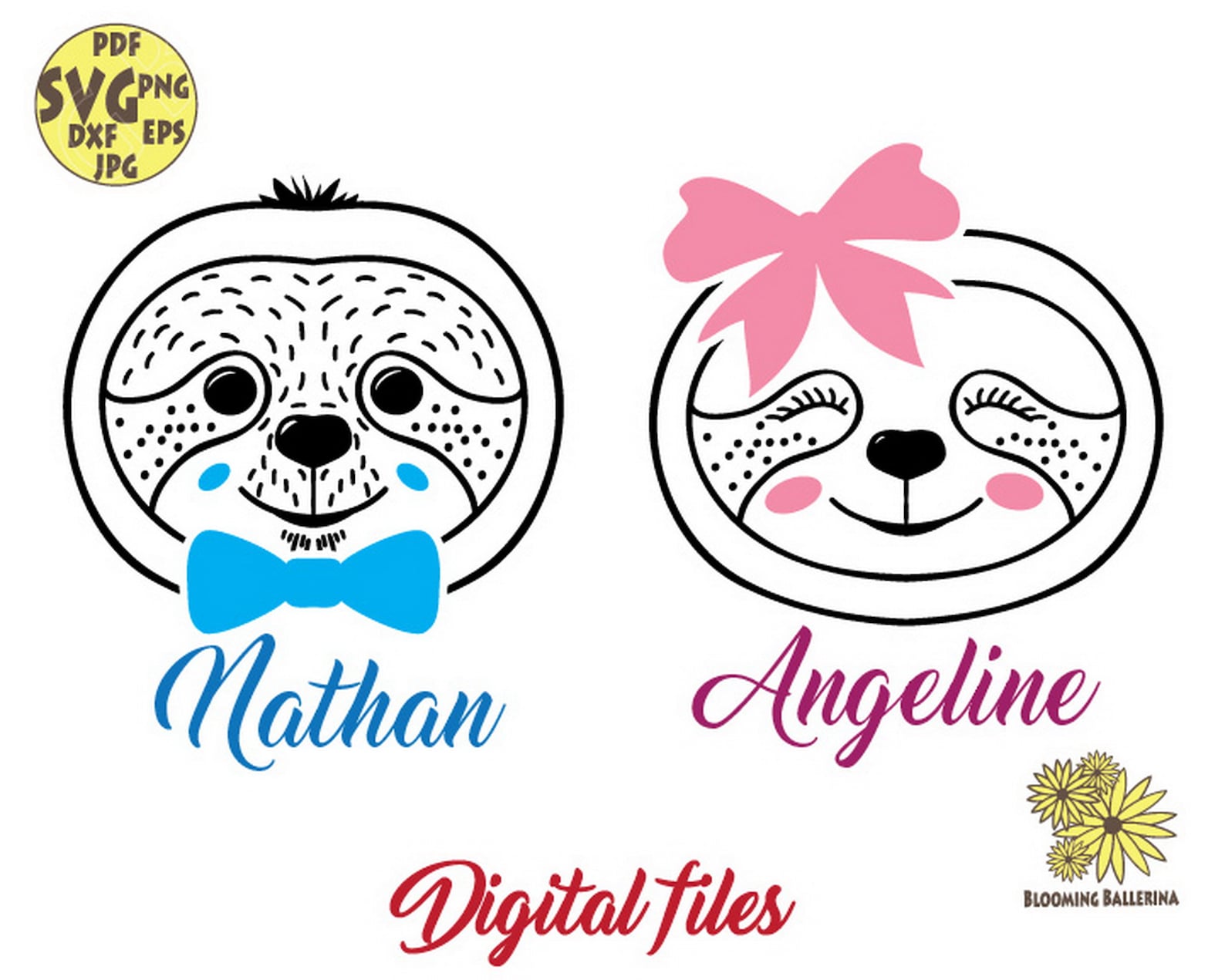Baby Sloths Svg File Baby Girl Sloth Svg Baby Boy Sloth Svg - Etsy