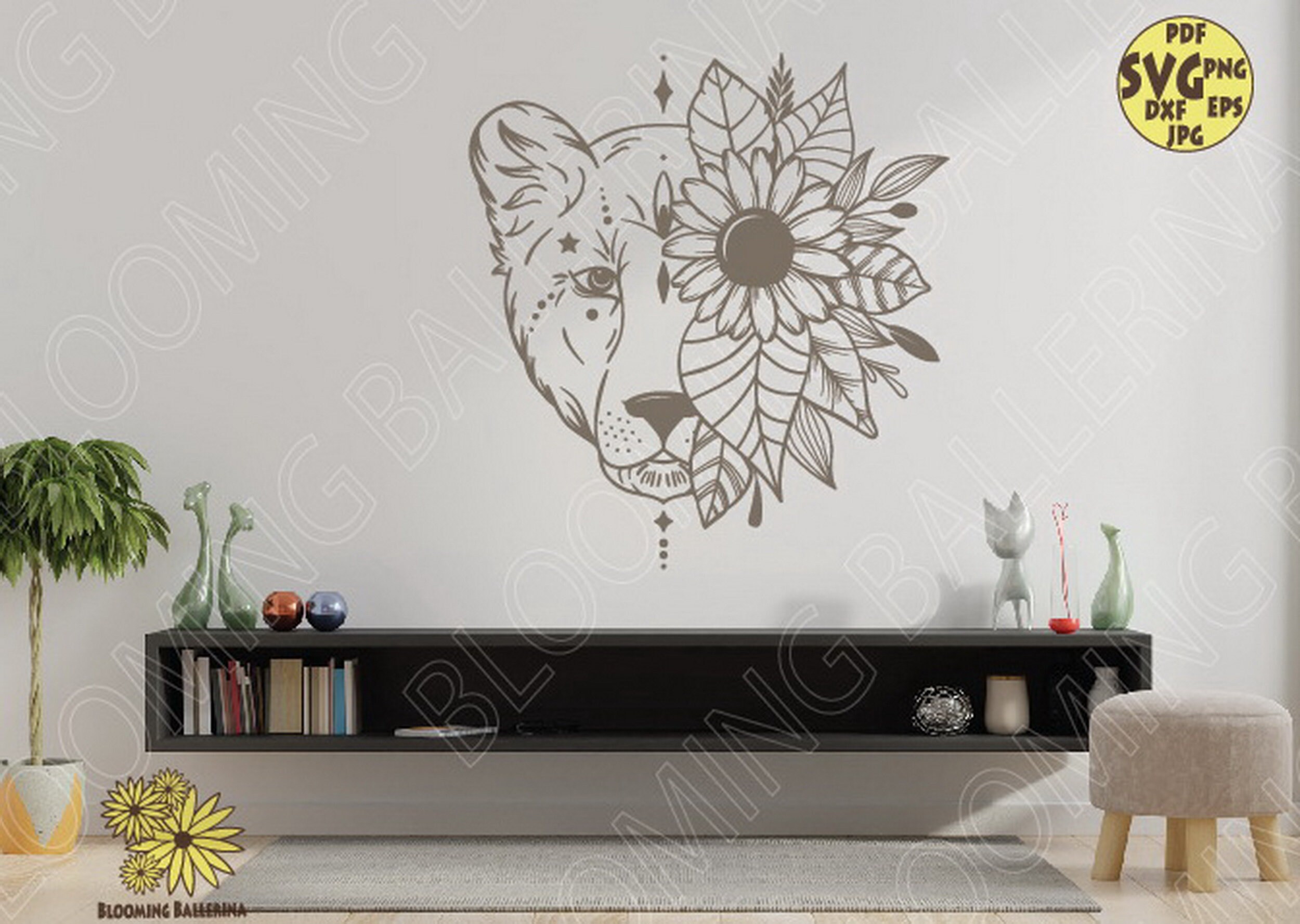 Flower Lioness Svg File Lioness Head Svg Lion Svg Lion Head | Etsy