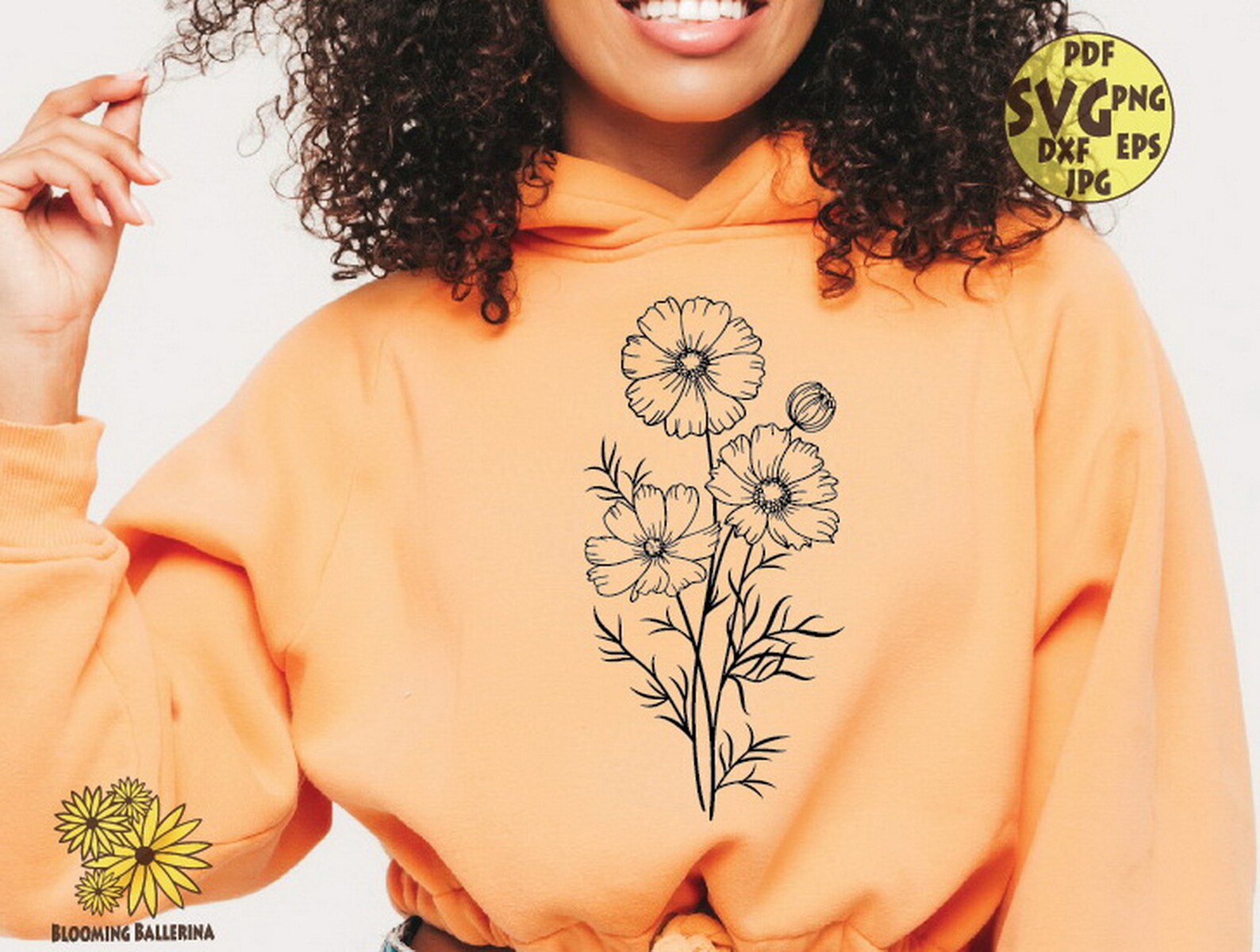 Cosmos Flower Bouquet Svg File October Birth Flower Svg - Etsy