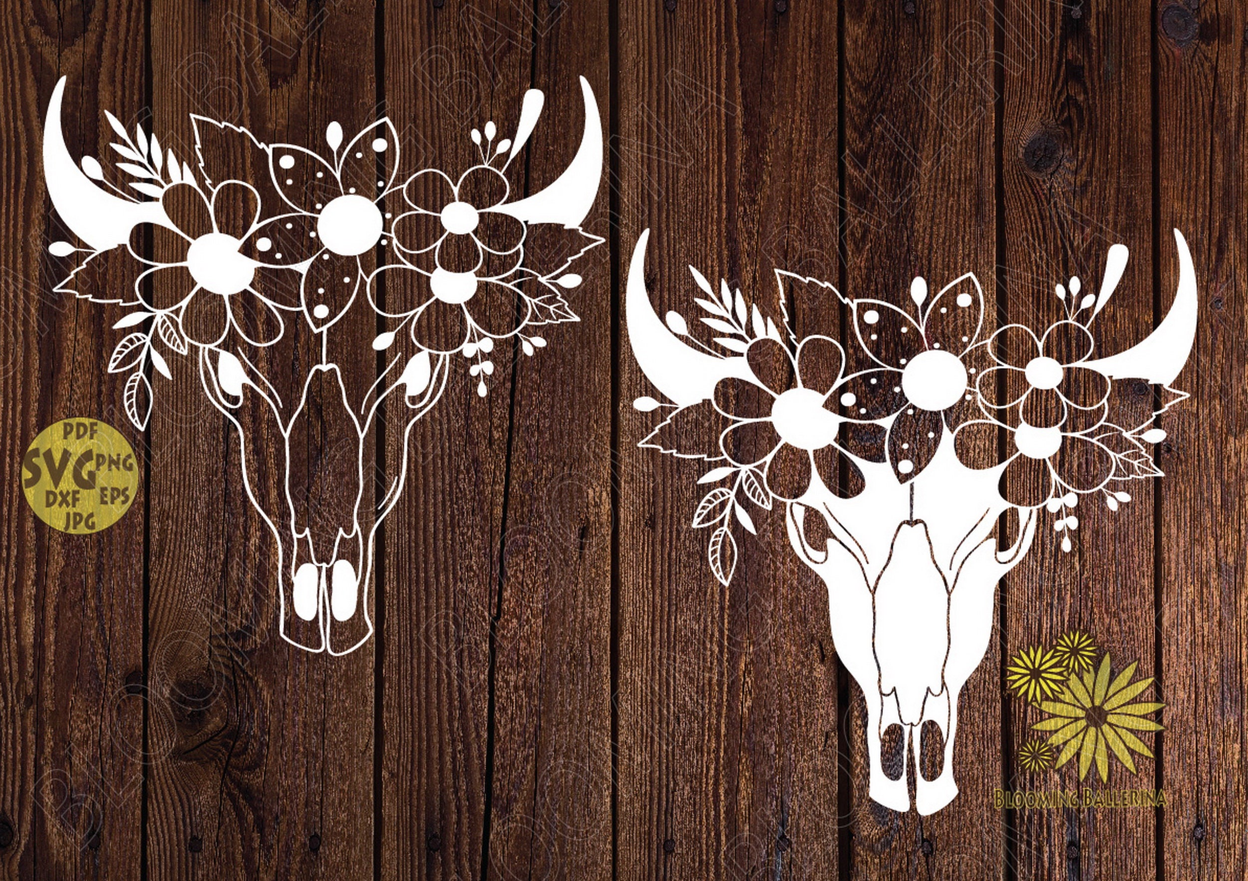 Flower Cow Skull Svg File Cow Skull Boho Svg Skull Svg - Etsy