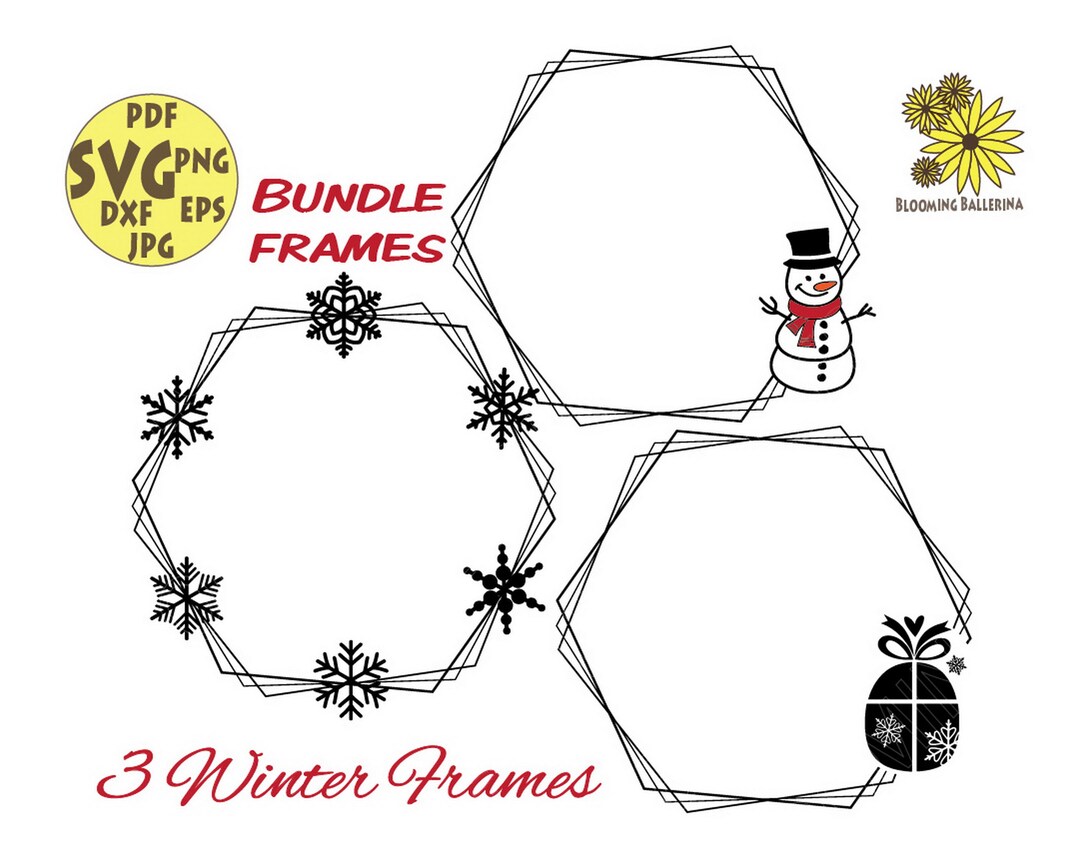 Christmas Frame Svg Hexagonal Frames Svg Frame Snowman Svg - Etsy