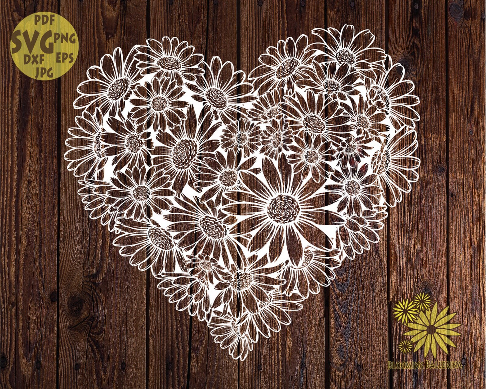 Floral Svg Daisy Svg Heart Svg Daisies Svg Spring Svg - Etsy UK