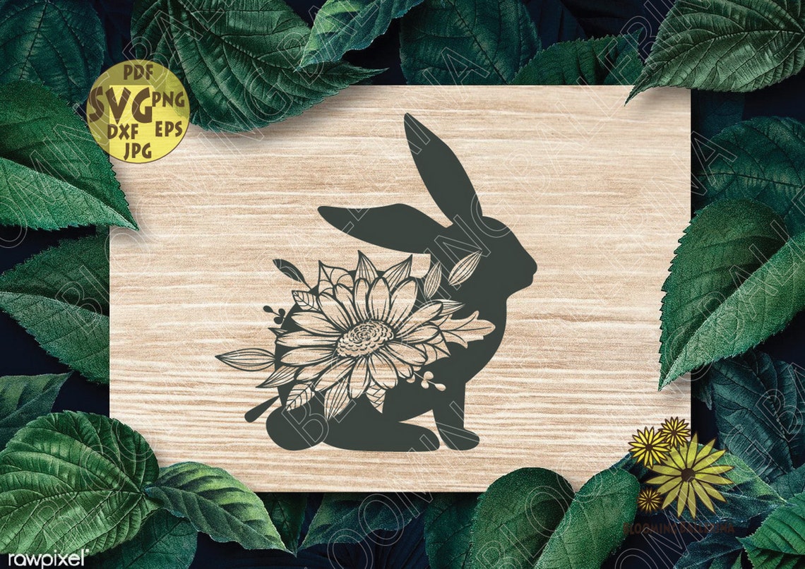Floral Rabbit Svg Flower Bunnies Svg Bunny Vector Spring | Etsy