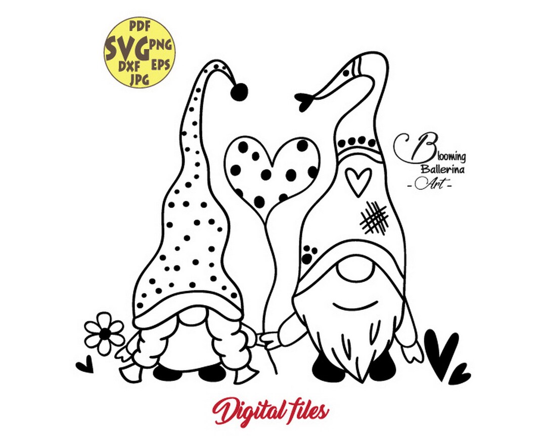 Gnomes Svg File, Love Gnomes Svg, Gnome Clipart, Valentines Gnome Png ...