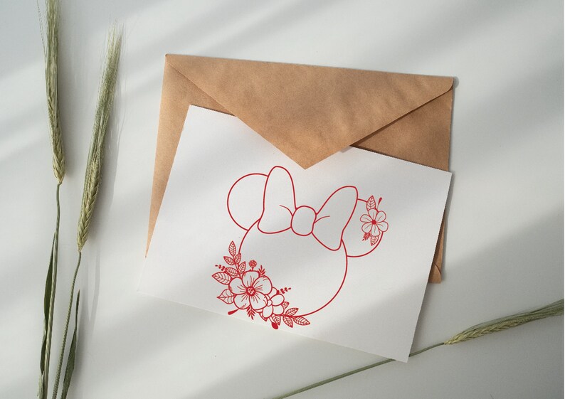 Floral Mouse Ears With Bow Svg, Flower Mouse Svg, Mini Mouse Svg ...