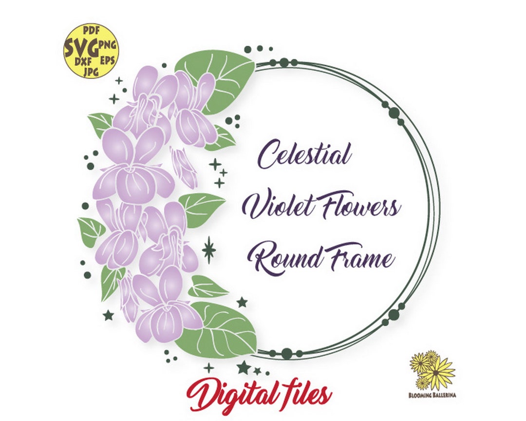 Violets Frame Digital Files, Viola Svg, Flower Wreath Svg, Floral Frame ...