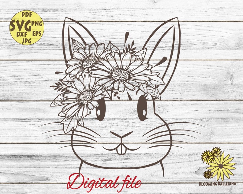 Bunny Svg Flower Rabbit Svg Spring Svg Daisies Svg Floral | Etsy