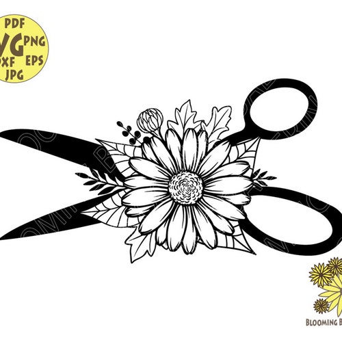 Sewing Scissors Svg Floral Svg Sewing Clipart Sewing Cut - Etsy