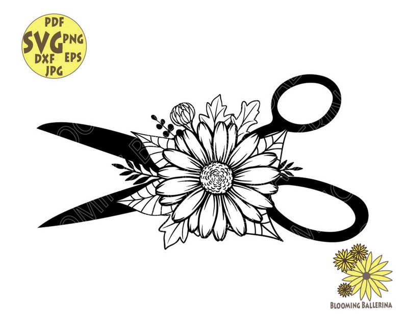 Sewing Scissors Svg Floral Svg Sewing Clipart Sewing Cut - Etsy