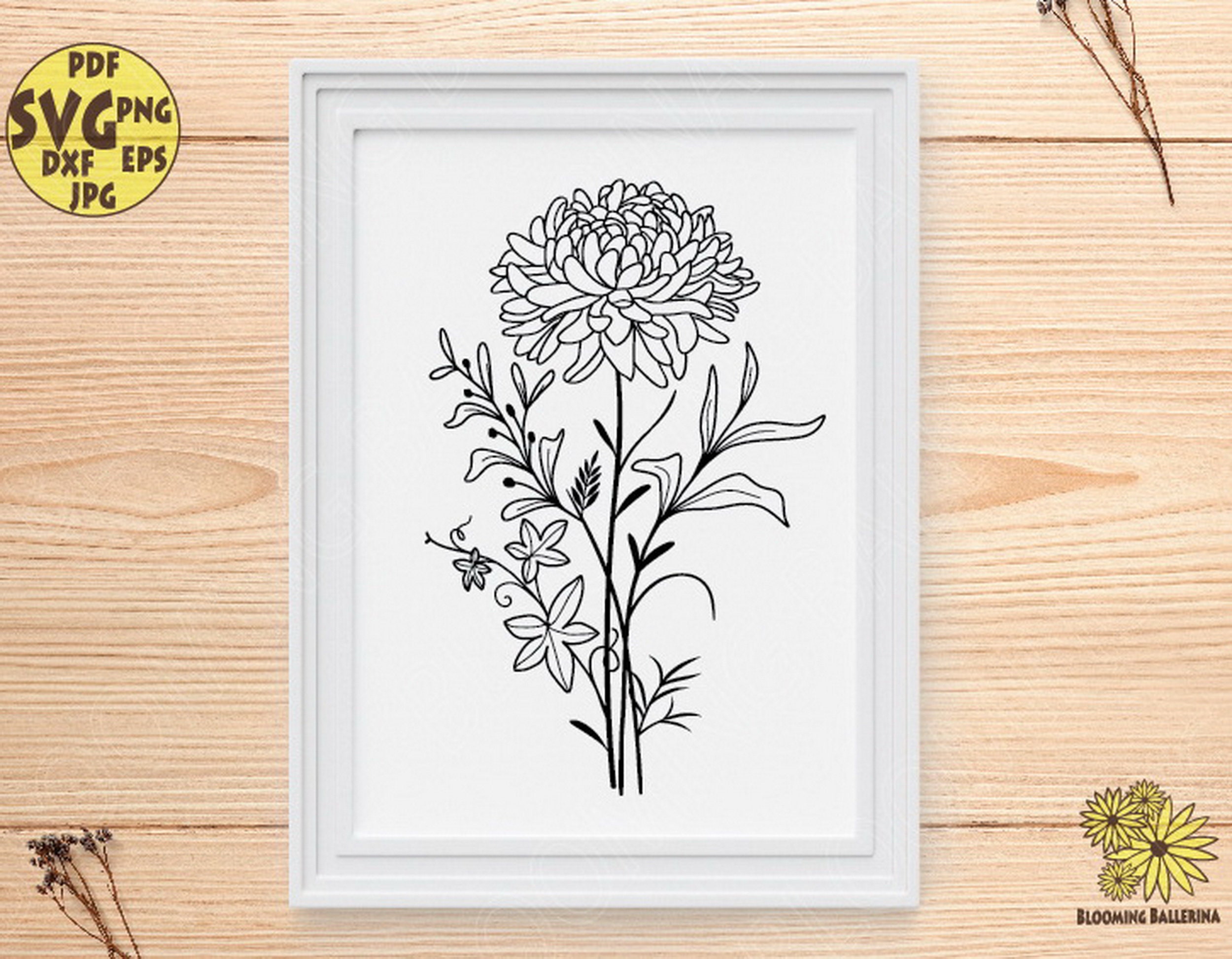 Chrysanthemum Svg November Birth Flower Svg Floral Zodiac - Etsy