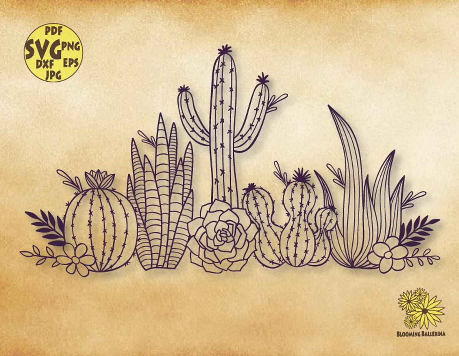 Cactus Scene Svg Bundle Cactus Svg Cactus Flower Svg - Etsy