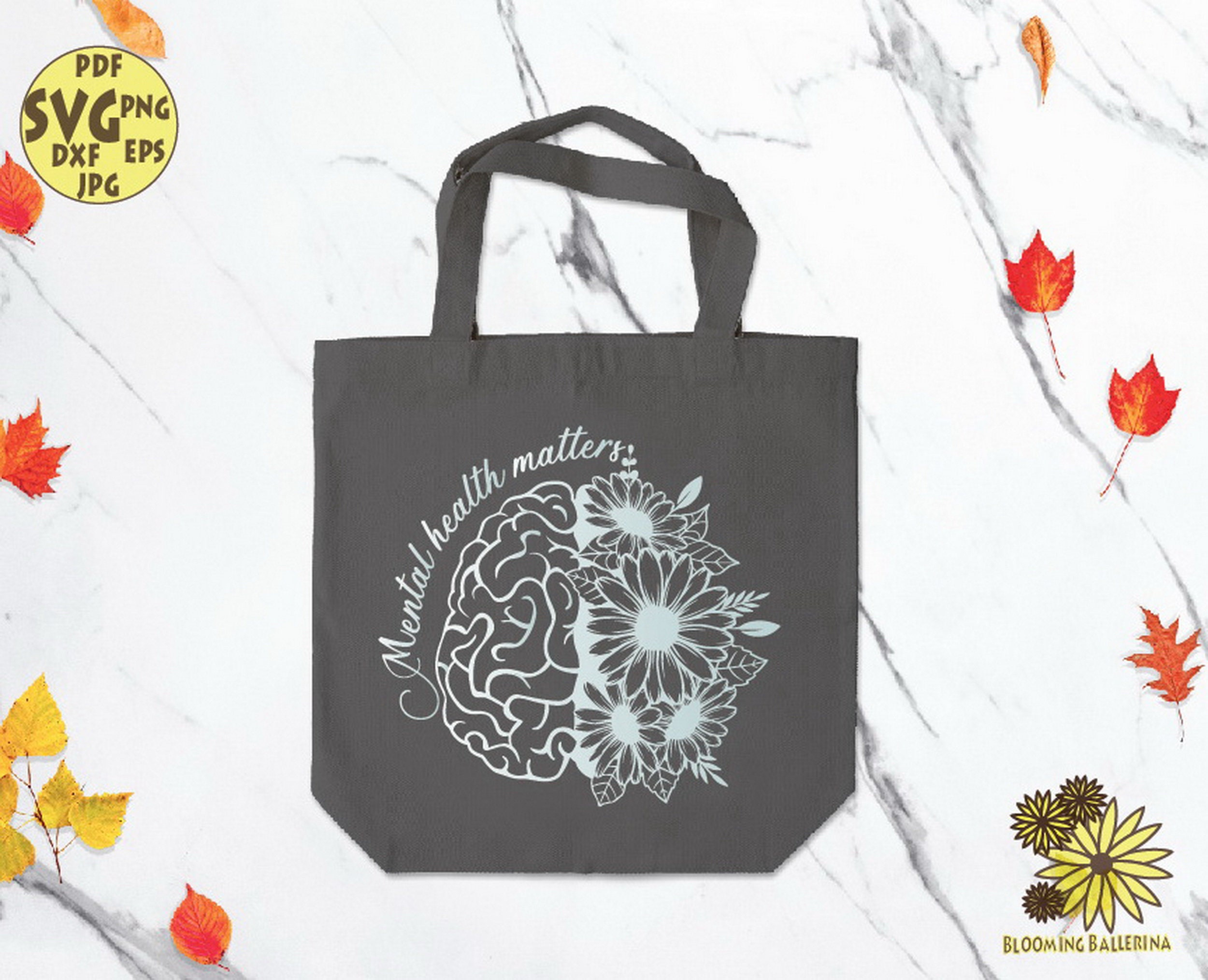 Daisy Svg Flower Mental Health Matters With Human Brain Etsy