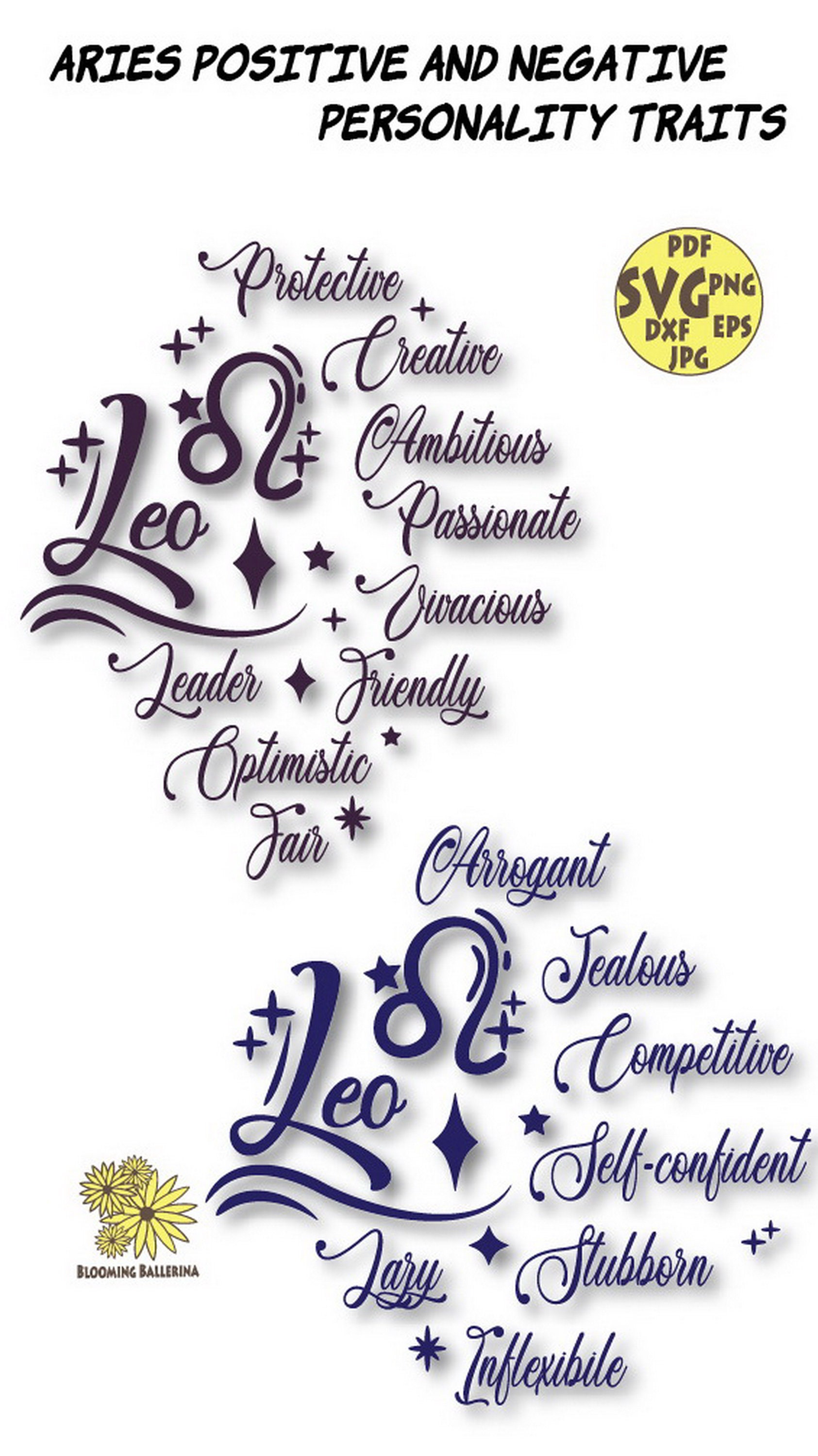 Zodiac Leo Svg Leo Positive and Negative Personality Traits | Etsy