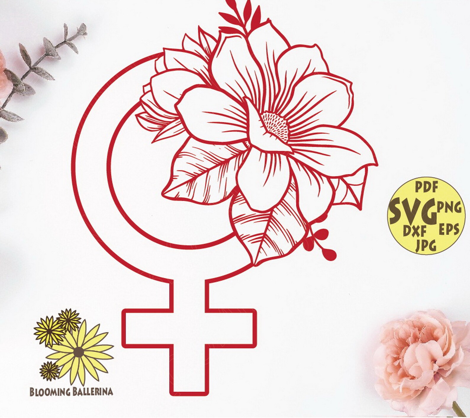 Female Symbol Svg, Magnolia Svg, Floral Female Svg, Beauty Svg, Floral ...