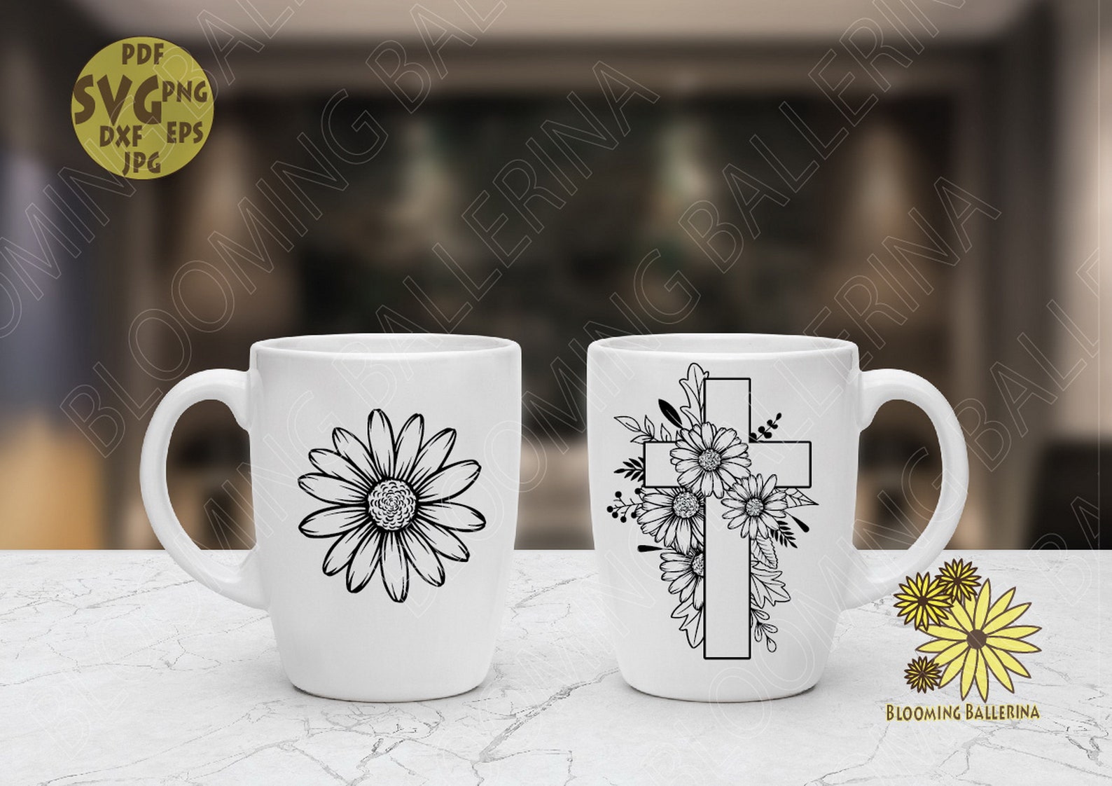Floral Cross svg file Cross with colored daisies and leaves | Etsy