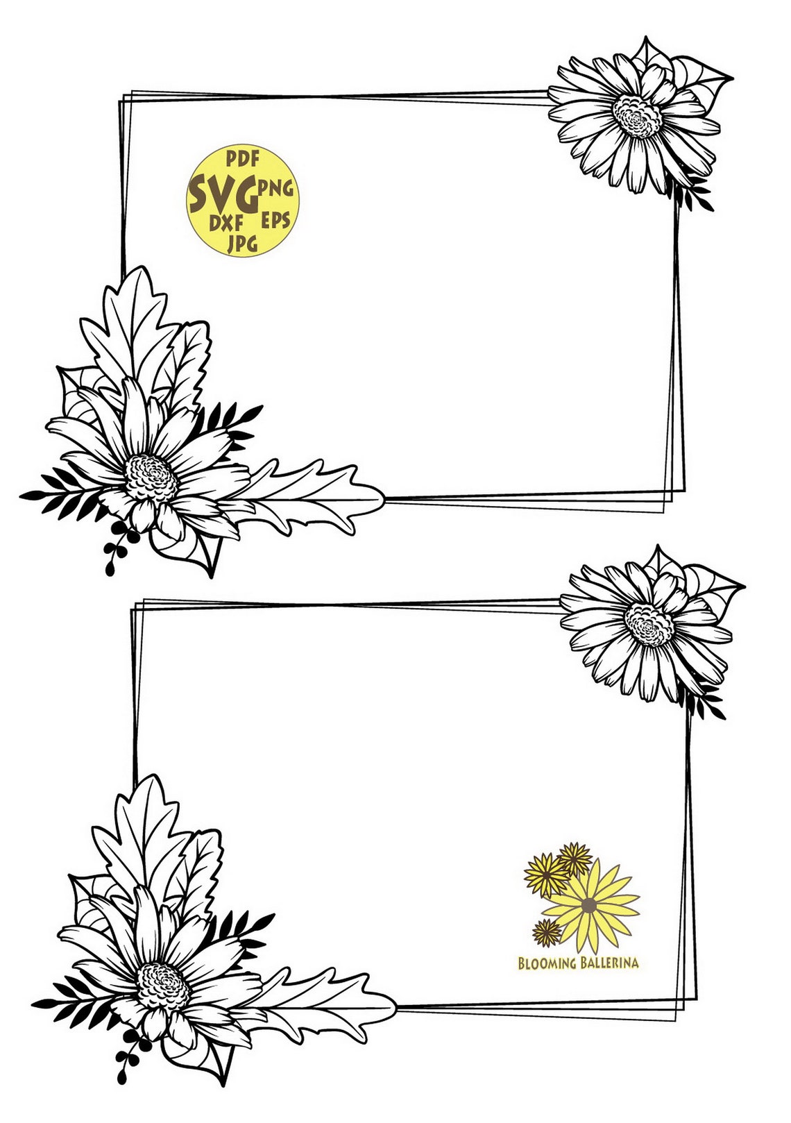 Floral Borders Svg Floral Svg Daisy Svg Rectangular Frame - Etsy