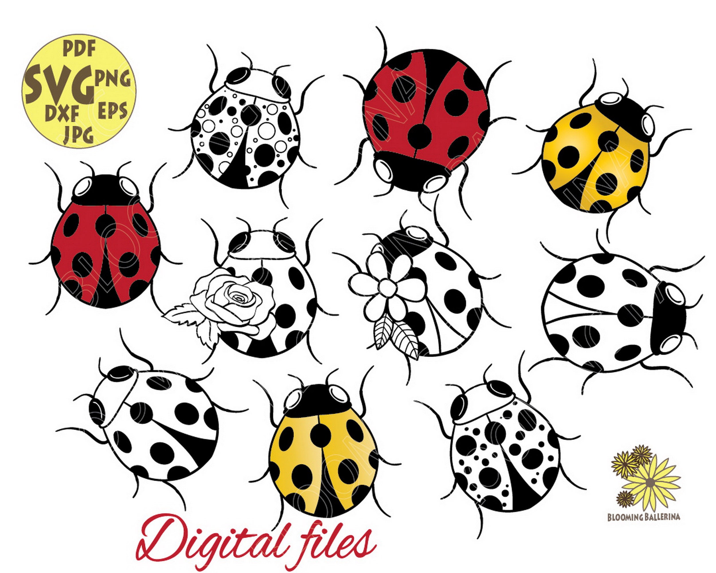 Ladybugs Svg File for Cricut Ladybug Svg Flower Ladybug With - Etsy