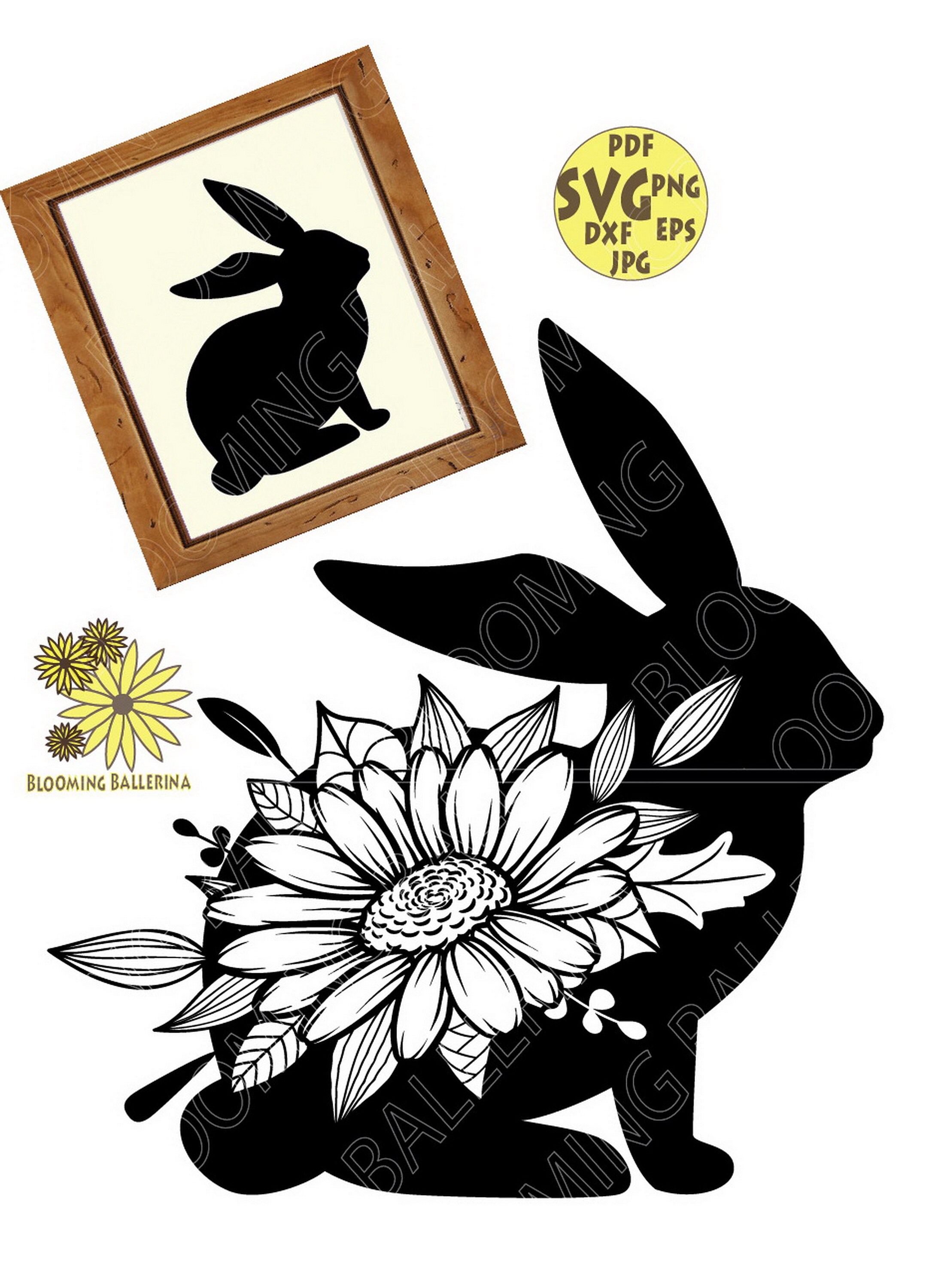 Floral Rabbit Svg Flower Bunnies Svg Bunny Vector Spring | Etsy