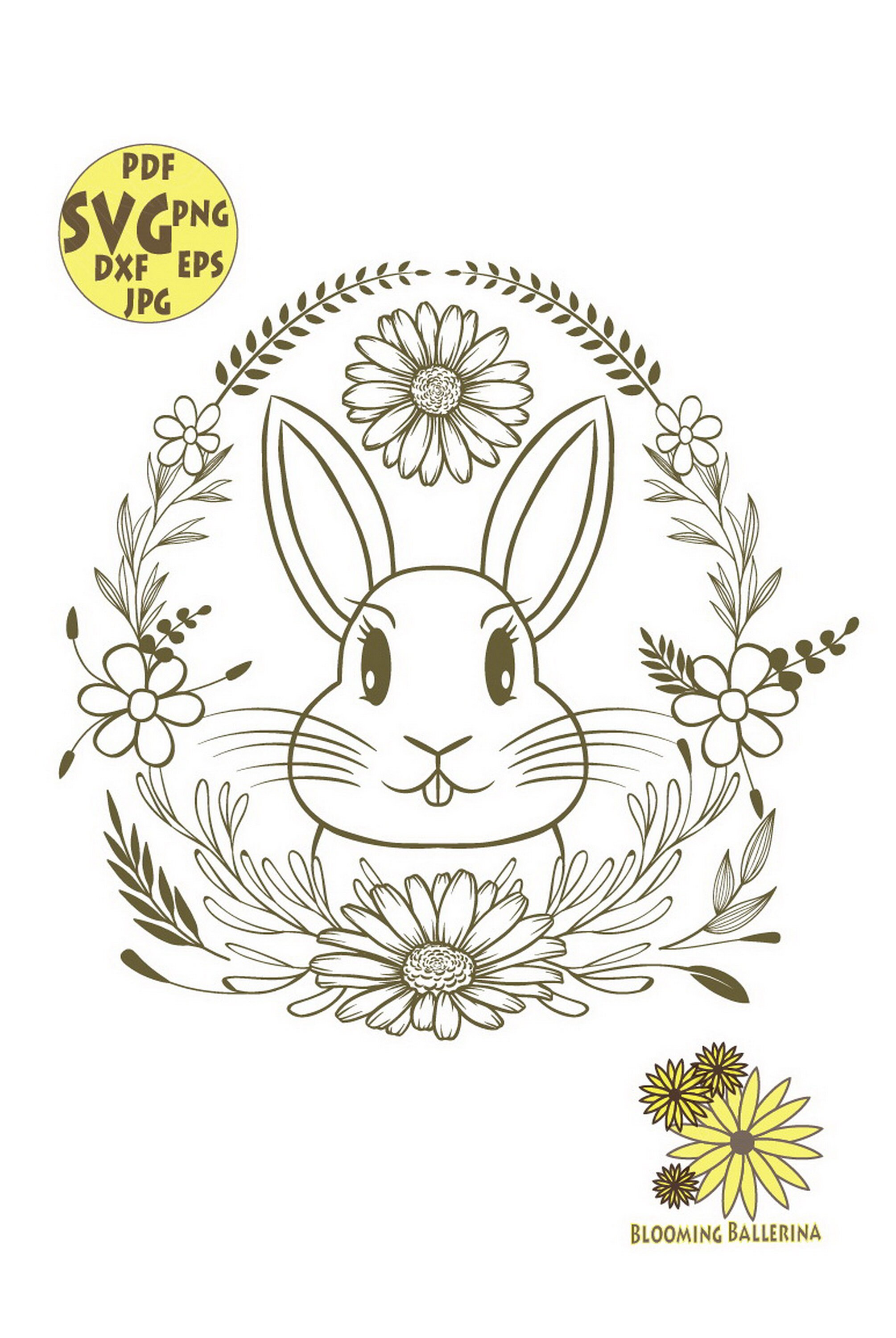 Bunny Svg Flower Rabbit Svg Easter Bunny Svg Spring Svg - Etsy UK