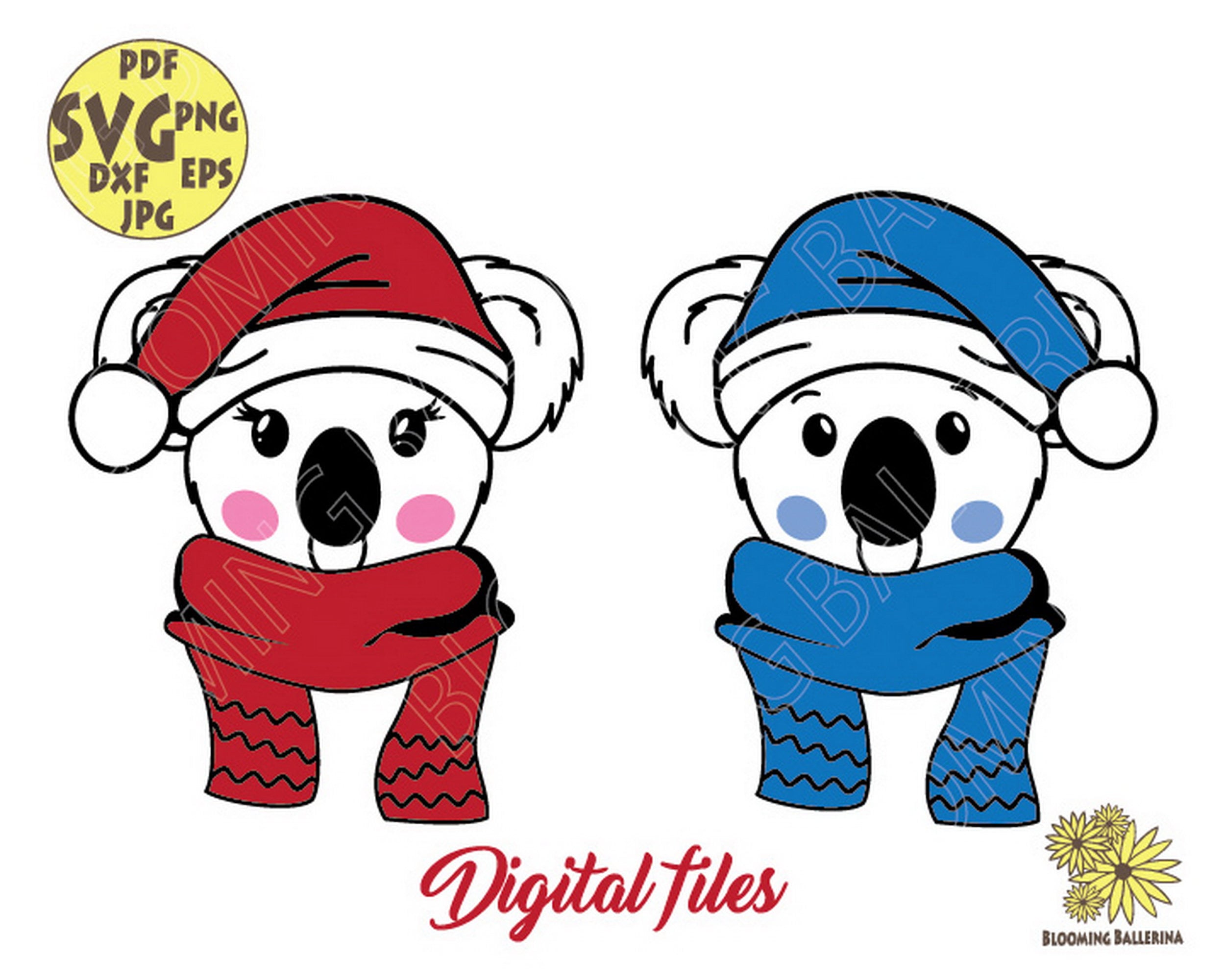 Koala Santa Hat Svg File Christmas Santa Hat Svg Koala Girl | Etsy