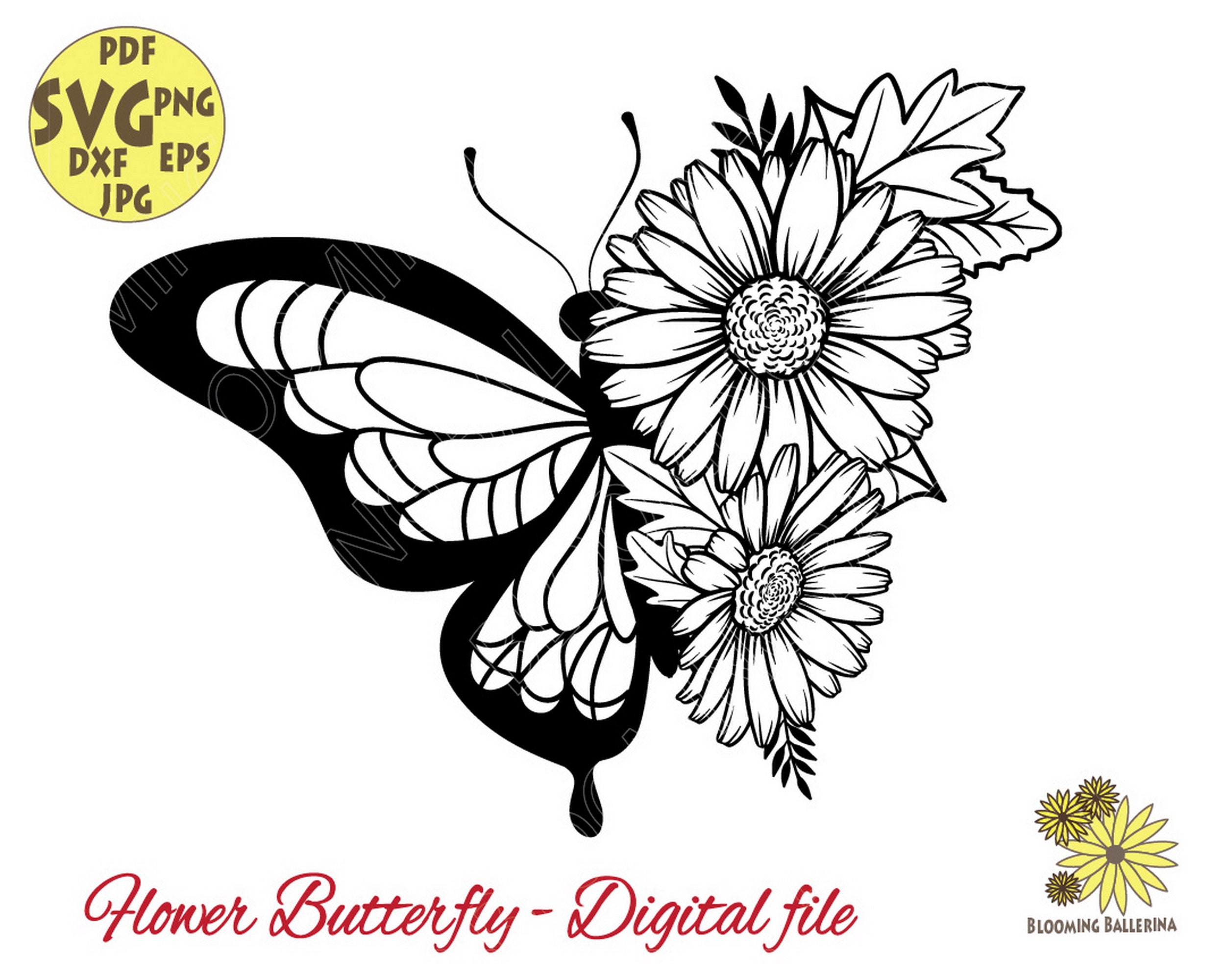 Daisies Butterfly Svg Monarch Butterfly Floral Svg Daisy - Etsy