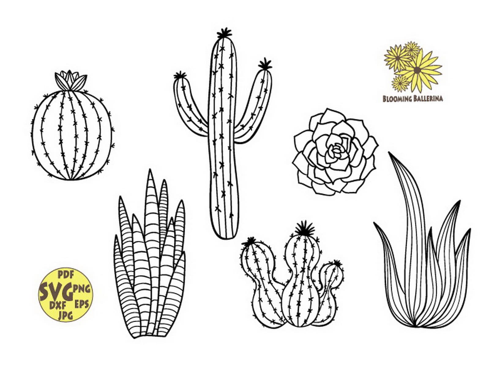 Cactus Scene Svg Bundle Cactus Svg Cactus Flower Svg - Etsy