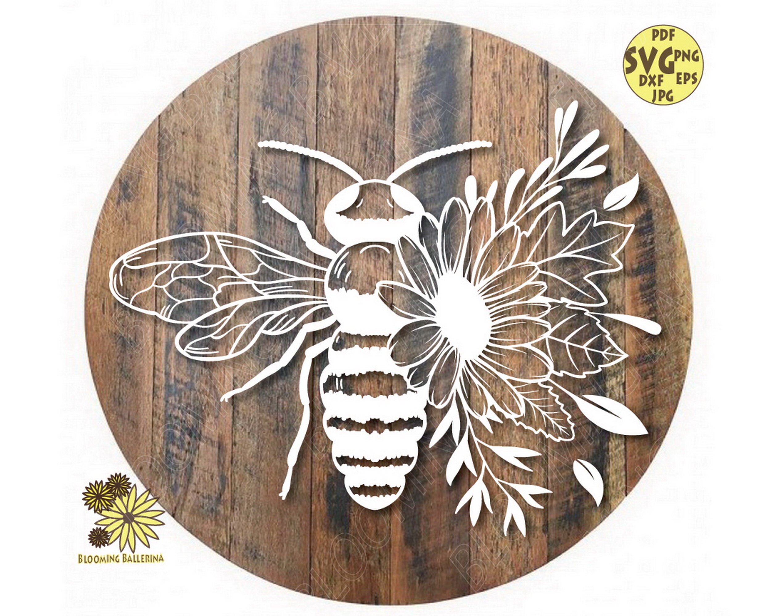 Flower Bee With Daisy Buds and Leaves Svg File Bundle Bees - Etsy