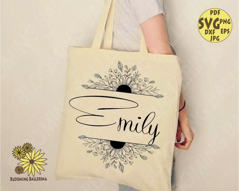 Sunflower Svg Sunflower Monogram With Botanical Plants Svg | Etsy