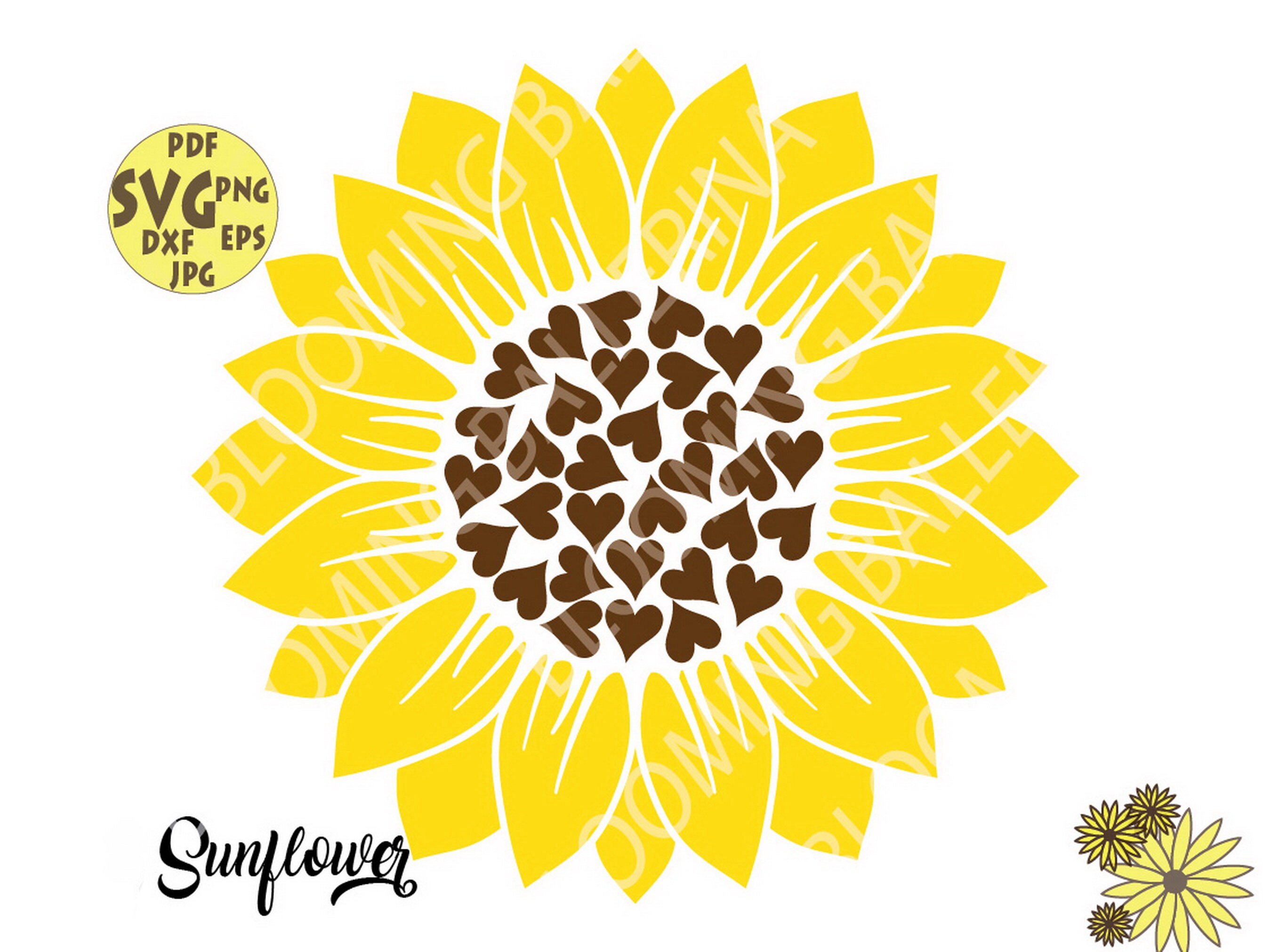 Sunflower Svg Sunflower Monogram Frame Wedding Clipart | Etsy