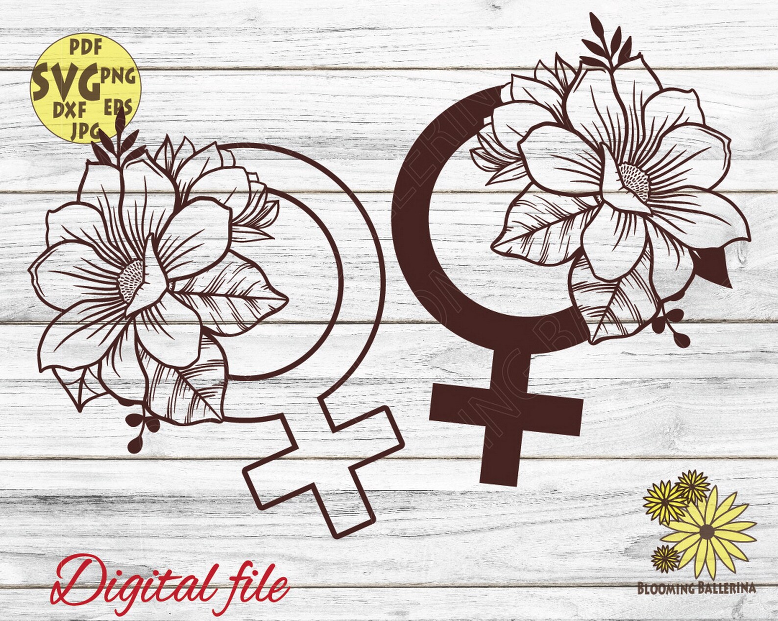 Female Symbol Svg, Magnolia Svg, Floral Female Svg, Beauty Svg, Floral ...