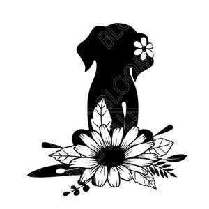 Flower Dog Svg, Flower Dog Silhouette, Daisy Svg File, Floral Dog Svg ...