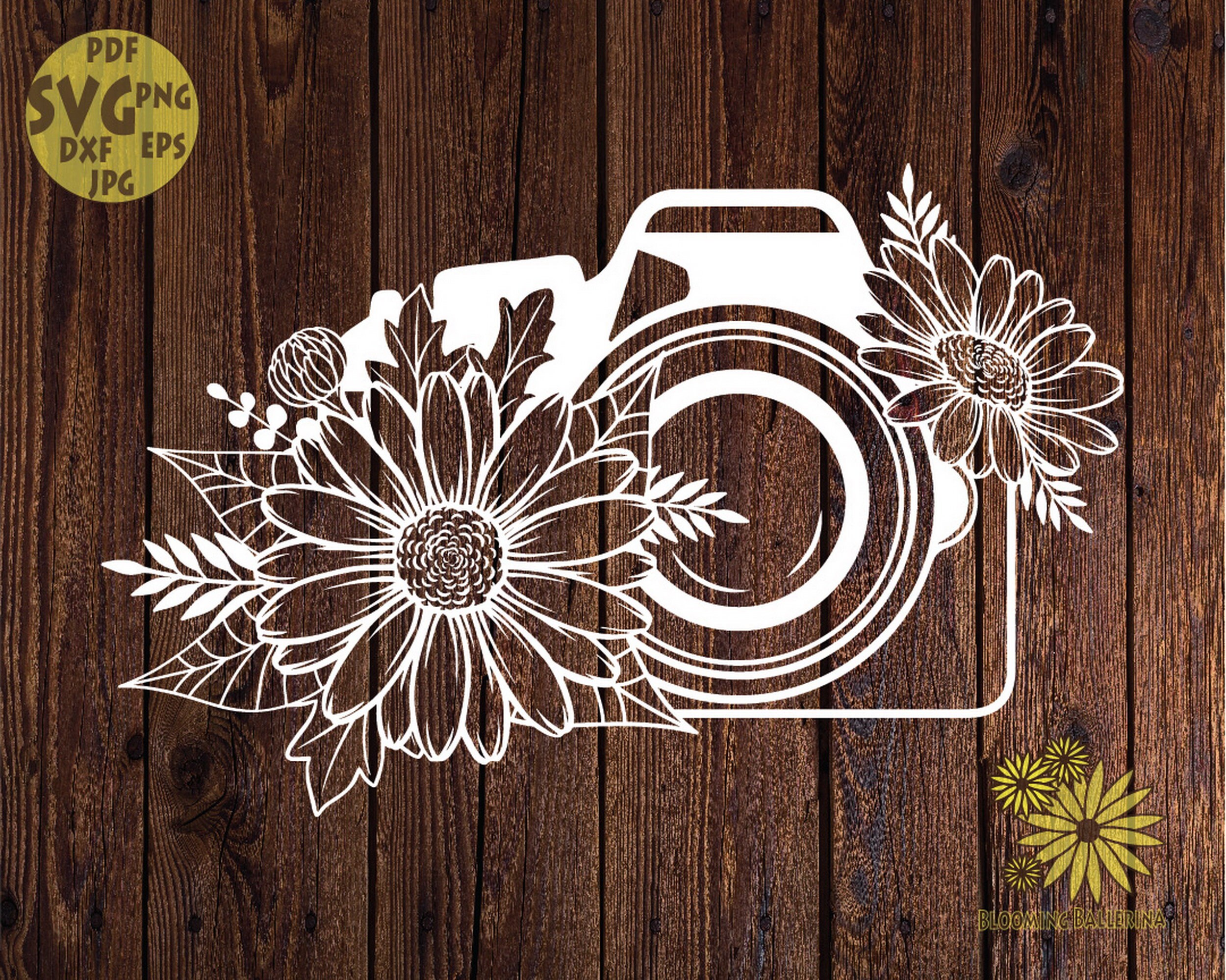 Photography svg Camera svg Floral Svg Daisy Svg Botanical | Etsy