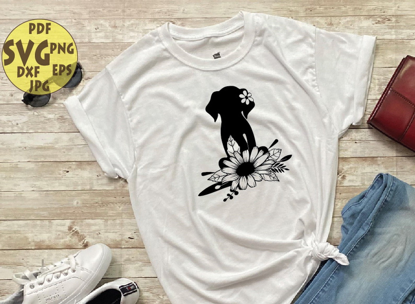 Flower Dog Svg Flower Dog Silhouette Daisy Svg File Floral - Etsy