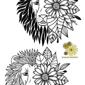 Floral Lion Svg, Lions Bundle Digital, Flower Lion Face Svg,animal Face ...