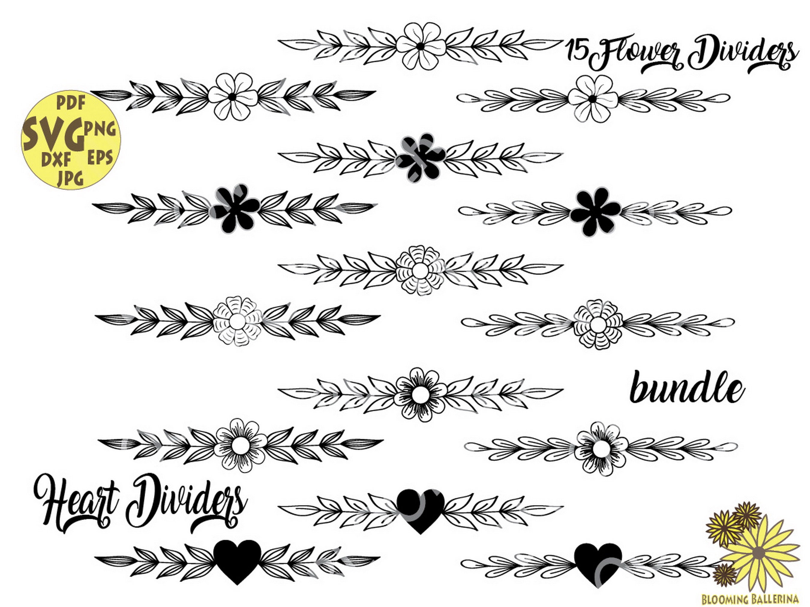 15 Flower Dividers SVG File Dividers Svg Flower Frame SVG - Etsy UK