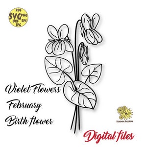 February Birth Flower Cut File, Violets Svg, Viola Flowers Svg, Flower ...