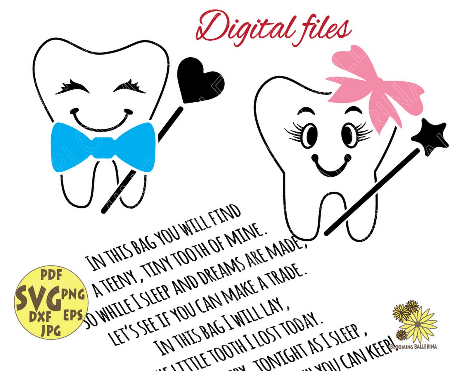 Tooth Fairy Bag SVG Girl and Boy Tooth Svg Tooth SVG File - Etsy Canada
